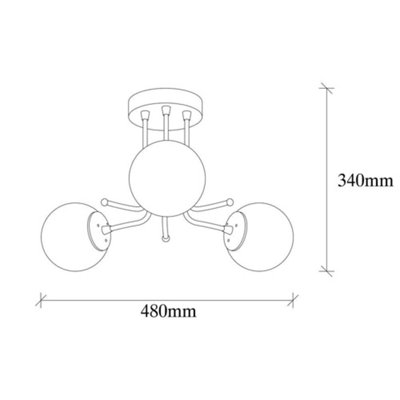 Luminosa Model 12 Deco 3-light Ceiling Lamp Black