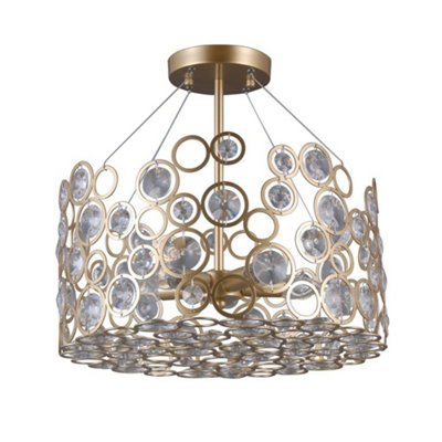 Luminosa Modern Flush Ceiling Light Golden Champagne 5 Light , E14