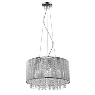 Luminosa Modern Hanging Pendant Silver 7 Light with Anodized Aluminum ...