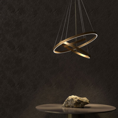 Luminosa Modern Rim Integrated LED Brass 3 Tier Circular Pendant ...