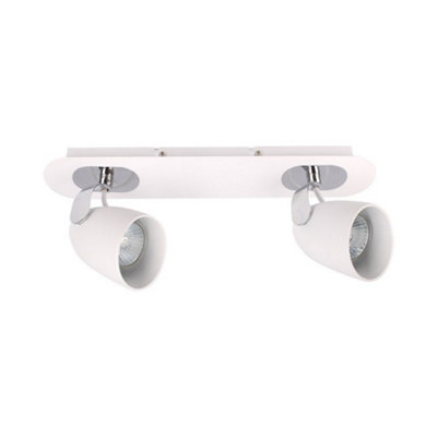 Luminosa Modern Spotlights Chrome, White 2 Light with White Shade, GU10