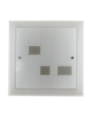 Luminosa MUSA 2 Light Patterned Glass Flush Ceiling Light White 30x30cm