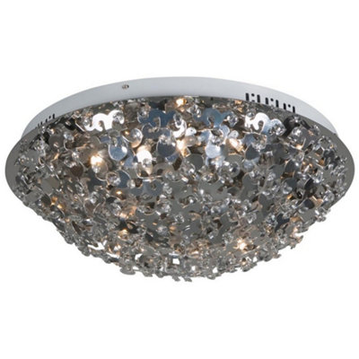 Luminosa Nano Glass & Crystal Ceiling Light Aluminum
