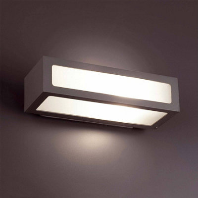 Luminosa Natron 1 Light Outdoor Wall Light Dark Grey IP54, E27 | DIY at B&Q