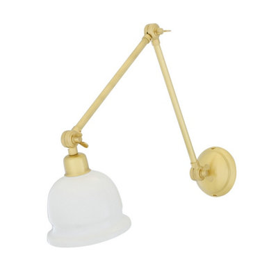 Luminosa Nico Poster Light, Satin Brass, White Shade