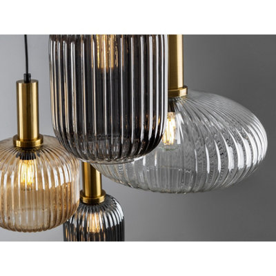 Luminosa Norma 4 Light Cluster Pendant Ceiling Light Black, Brass, 3 ...