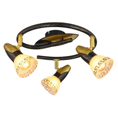 Luminosa Novara Ceiling Spotlight Clusters Gold Colours Patinated 3x E14