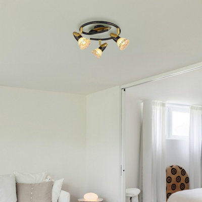 Luminosa Novara Ceiling Spotlight Clusters Gold Colours Patinated 3x E14