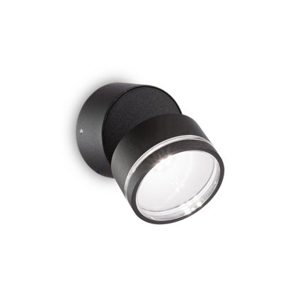 Buy Luminosa Omega Round Single Spotlight Black IP54 4000K | DIY at B&Q