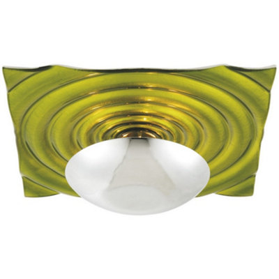Luminosa Onda Patterned Glass Flush Ceiling Light Green