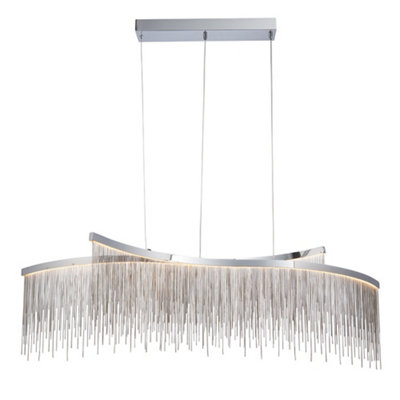 Luminosa Orphelia LED Curve Twin Bar Pendant Light Fine Silver Chain ...