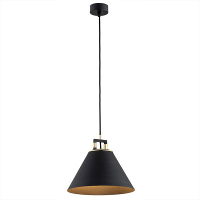 Luminosa Orte Dome Pendant Ceiling Light Black Structure, Brass Elements
