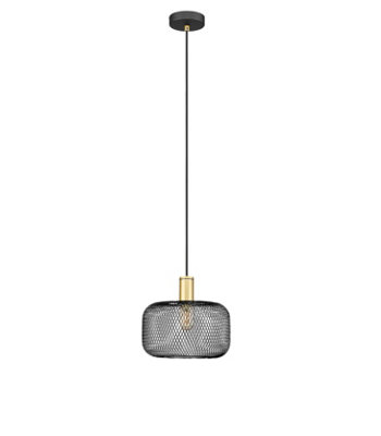 Luminosa Osiris Wire Frame Pendant Ceiling Light Matt Black And Gold ...