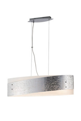 Luminosa PARIS 4 Light Straight Bar Pendant Ceiling Light Silver 75x20cm