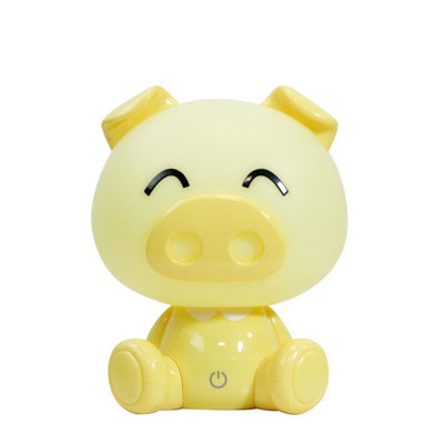 Luminosa Piggy Integrated LED Childrens Table Lamp, Yellow | DIY at B&Q