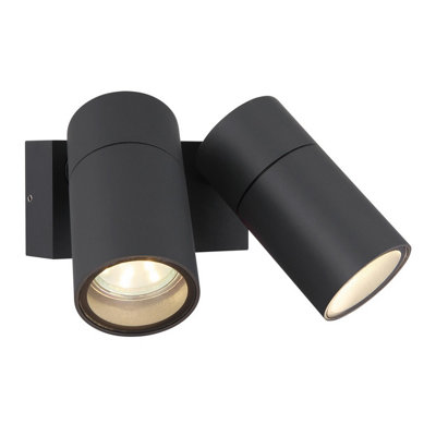 Luminosa Piper Twin Ceiling Spotlight Anthracite Matt IP44 Clear Glass ...