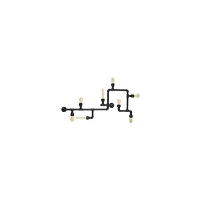 Luminosa Plumber 8 Light Indoor Wall / Ceiling Light Matt Black, E27 ...