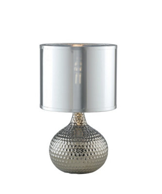 Luminosa PULSAR Table Lamp with Round Shade Silver, Ceramic With Pvc ...