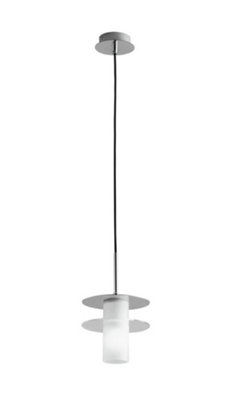 Luminosa Record Double Disc Pendant, Tinted Glass, Chrome, Opal, E14