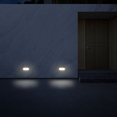 Luminosa Rect LED Outdoor Recessed Wall Lamp Stainless steel, Opal ...