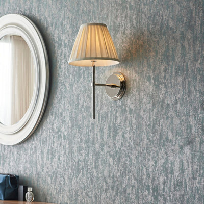 Luminosa Rennes & Carla Wall Lamp with Shade Bright Nickel Plate ...