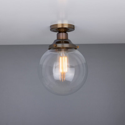 Luminosa Riad 20cm Globe Ceiling Light, Antique Brass