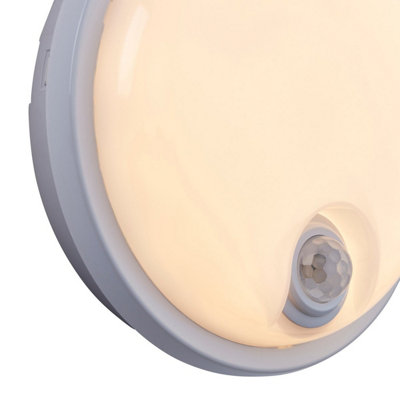 Luminosa Rond Plus CCT PIR IP65 15W Outdoor Flush Opal