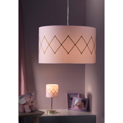 Luminosa Rosita Cylindrical Pendant Ceiling Light, Pink | DIY at B&Q