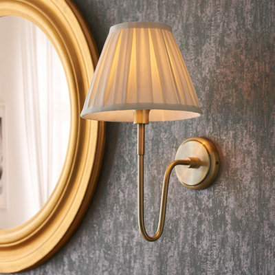 Luminosa Rouen & Carla Wall Lamp with Shade Antique Brass Plate & Cream ...