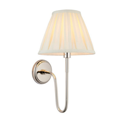 Luminosa Rouen & Carla Wall Lamp with Shade Bright Nickel Plate & Cream ...