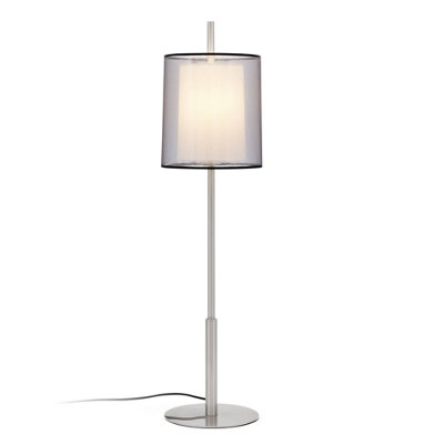 Buy Luminosa Saba 1 Light Tall Table Lamp White, Matt Nickel with ...