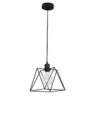 Luminosa SANTANA Wire Frame Pendant Ceiling Light Black 20x20x23cm | £ ...