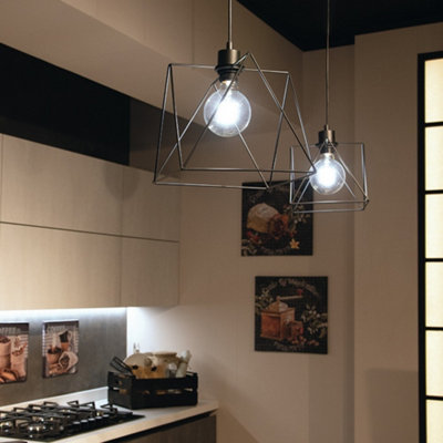Luminosa SANTANA Wire Frame Pendant Ceiling Light Black 26x26x25cm