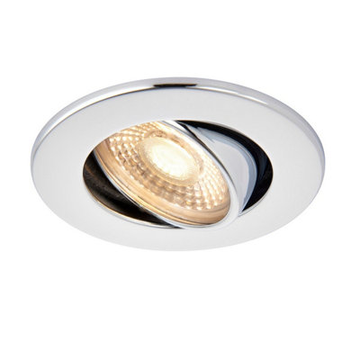 Luminosa Shieldeco 500 CCT Tiltable Light 5W Recessed Downlight Chrome Effect Plate