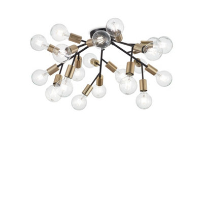 Luminosa Spark Indoor Multi Arm Ceiling Lamp 20 Lights Black, E27