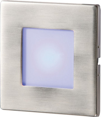 Luminosa Stainless Steel Recessed LED Wall Light Single Blue | DIY at B&Q
