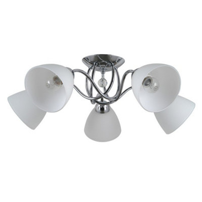 Luminosa Stylized Flush Ceiling Light Chrome, White 5 Light with White ...