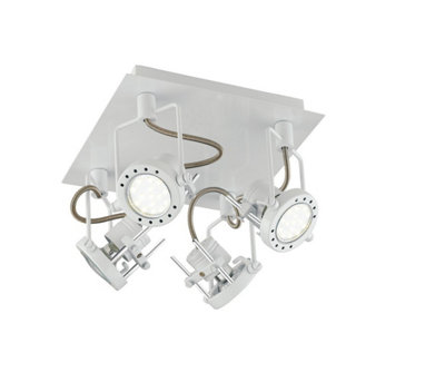 Luminosa Techno Ceiling Quad Spotlight, White, GU10 | DIY at B&Q