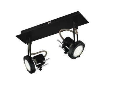 Luminosa Techno Ceiling Twin Spotlight, Black, GU10 | DIY at B&Q