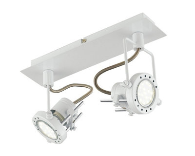 Luminosa Techno Ceiling Twin Spotlight, White, GU10 | DIY at B&Q