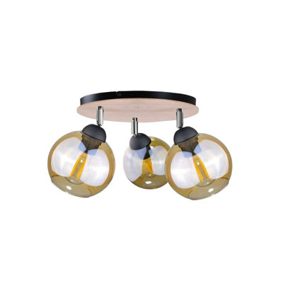 Luminosa Thea Ceiling Spotlight Clusters Wood, 30cm, 3x E27