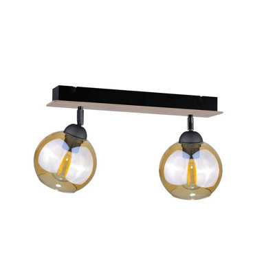 Luminosa Thea Twin Ceiling Spotlight Wood, 50cm, 2x E27