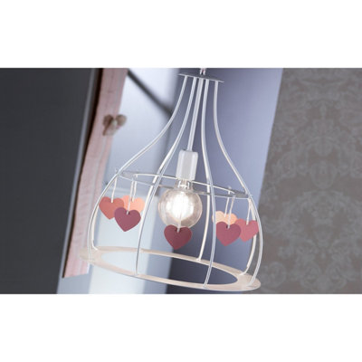 Luminosa Titta Heart Design Wire Frame Pendant Ceiling Light, Hearts