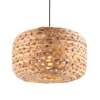 Luminosa Toca Wire Frame Pendant Ceiling Light Natural Water Hyacinth ...