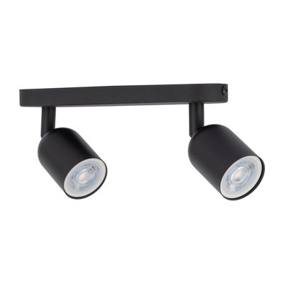 Luminosa Top Rounded Head Twin Ceiling Spotlight Black 2xGU10