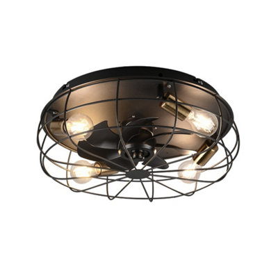 Luminosa Trondheim Modern 4 Light Ceiling Fan Black Matt Remote control ...