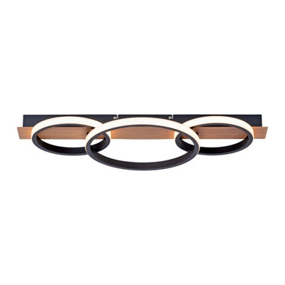 Luminosa Trooper Integrated Led Semi Flush Ceiling Light Wooden Decor ...