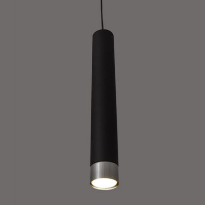 Luminosa Tuba Slim Pendant Ceiling Light Black, Chrome 10cm