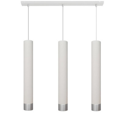 Luminosa Tuba Straight Bar Pendant Ceiling Light White, Chrome 60cm