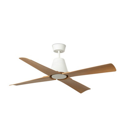 Luminosa Typhoon Medium 3 Blade Ceiling Fan Matt White, Wood IP44 Wiz ...